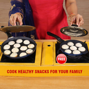 Buy 12 Cavity Nonstick Paniyaram Pathram & Lid + Free 7 Cavity ...
