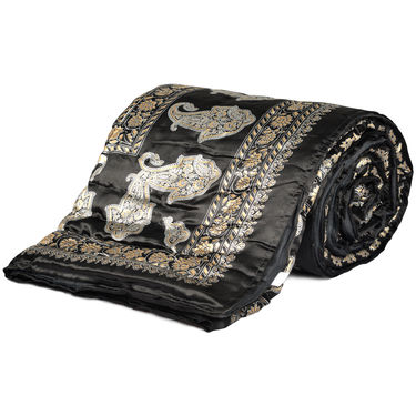 Buy Black Jaipuri Silk Razai with Gold Prints Online at Best Price in ...
