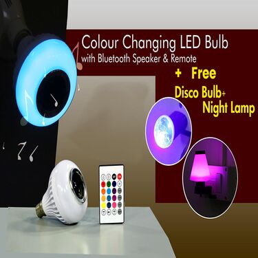 Buy Colour Changing LED Bulb with Bluetooth Speaker & Remote + Free ...