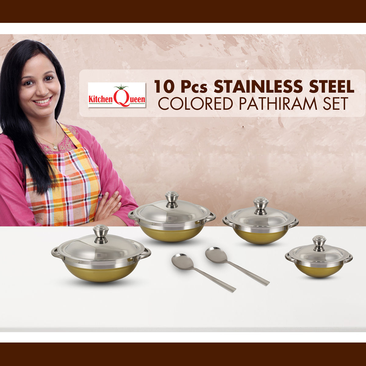Buy 10 Pcs Stainless Steel Colored Pathiram Set Online at Best Price in ...