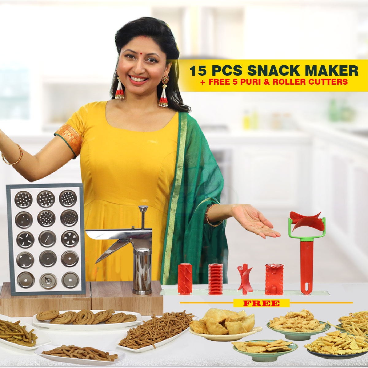 Buy 15 Pcs Snack Maker + Free 5Pcs Roller Cutter (15SM6) Online at Best ...