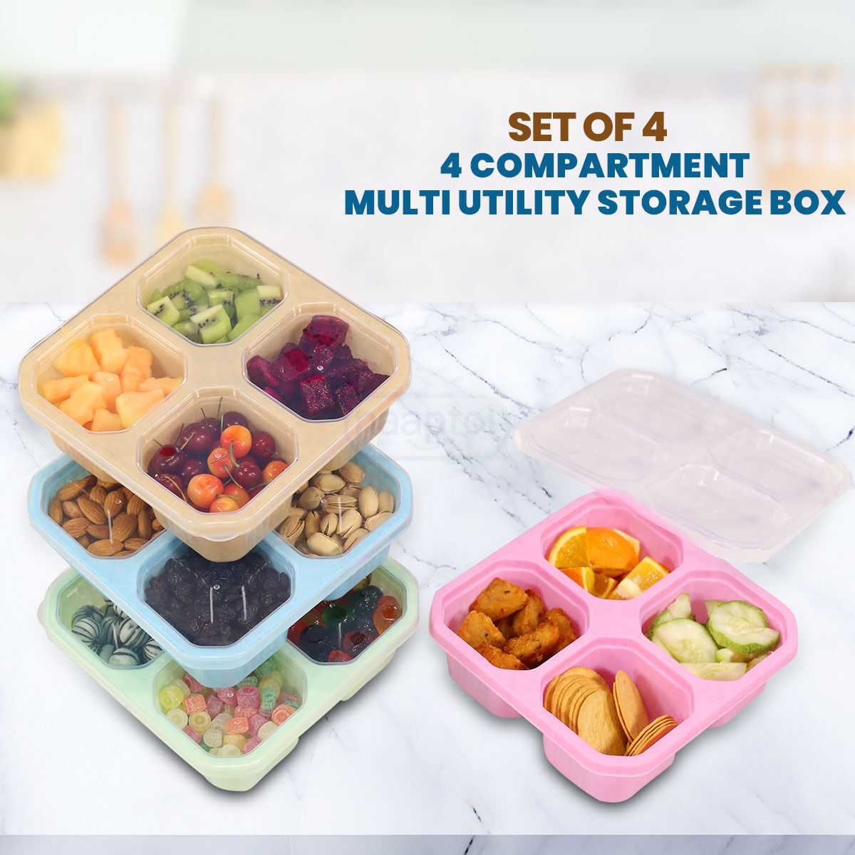 Buy Set Of 4 - 4 Compartment Multi Utility Storage Box (4CSB1) Online ...
