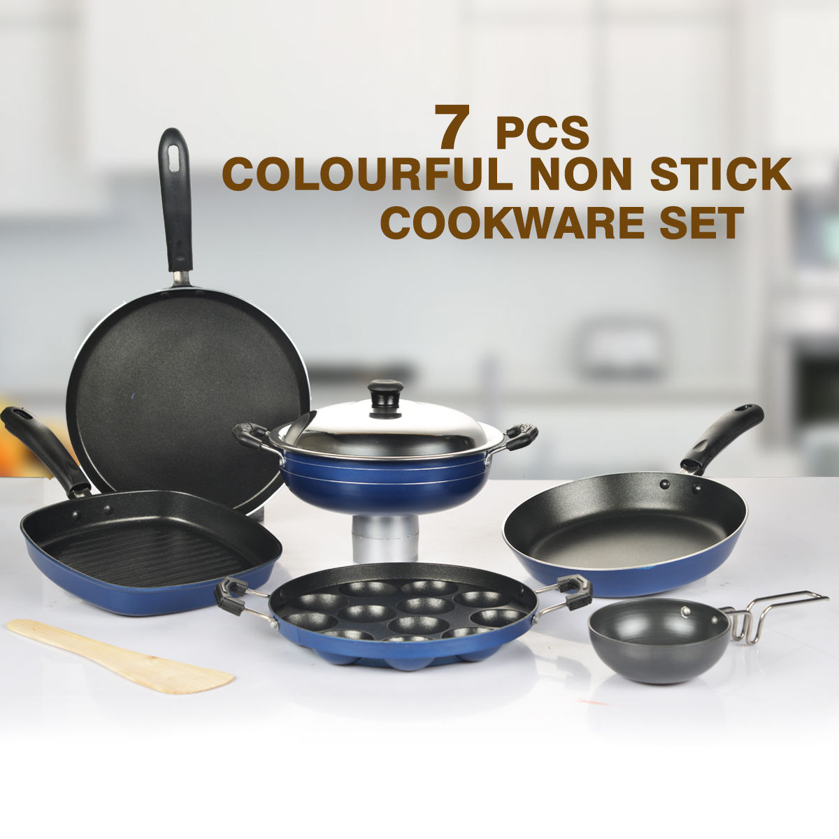 Buy 7 Pcs Colourful Non Stick Cookware Set Online at Best Price in ...