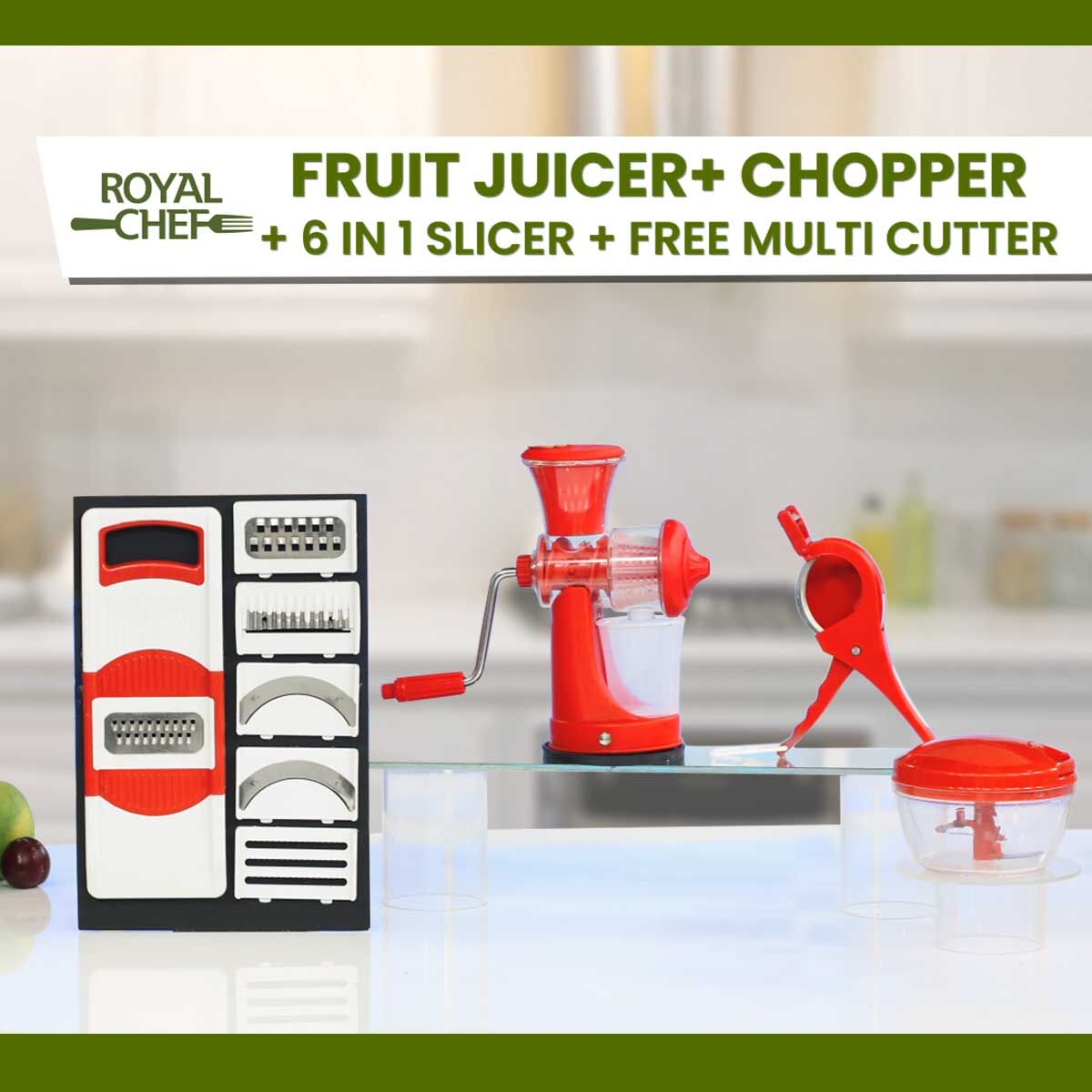 Buy Royal Chef Fruit Juicer + Chopper + 6 in 1 Slicer + Free Multi ...