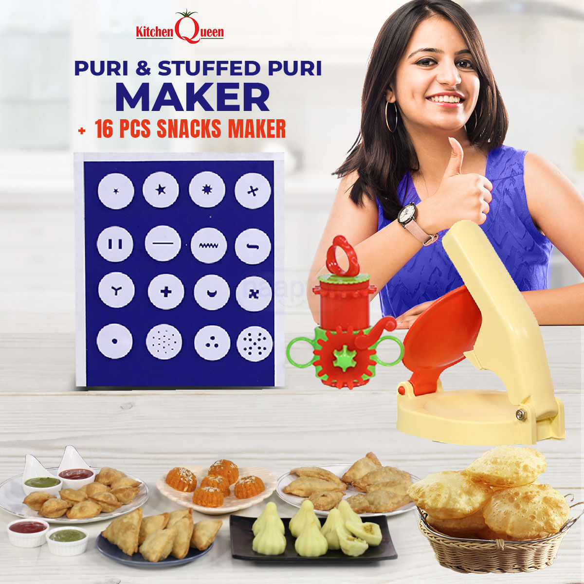 Buy Puri Kachori Maker & 16 pcs Namkeen maker (PK3) Online at Best ...