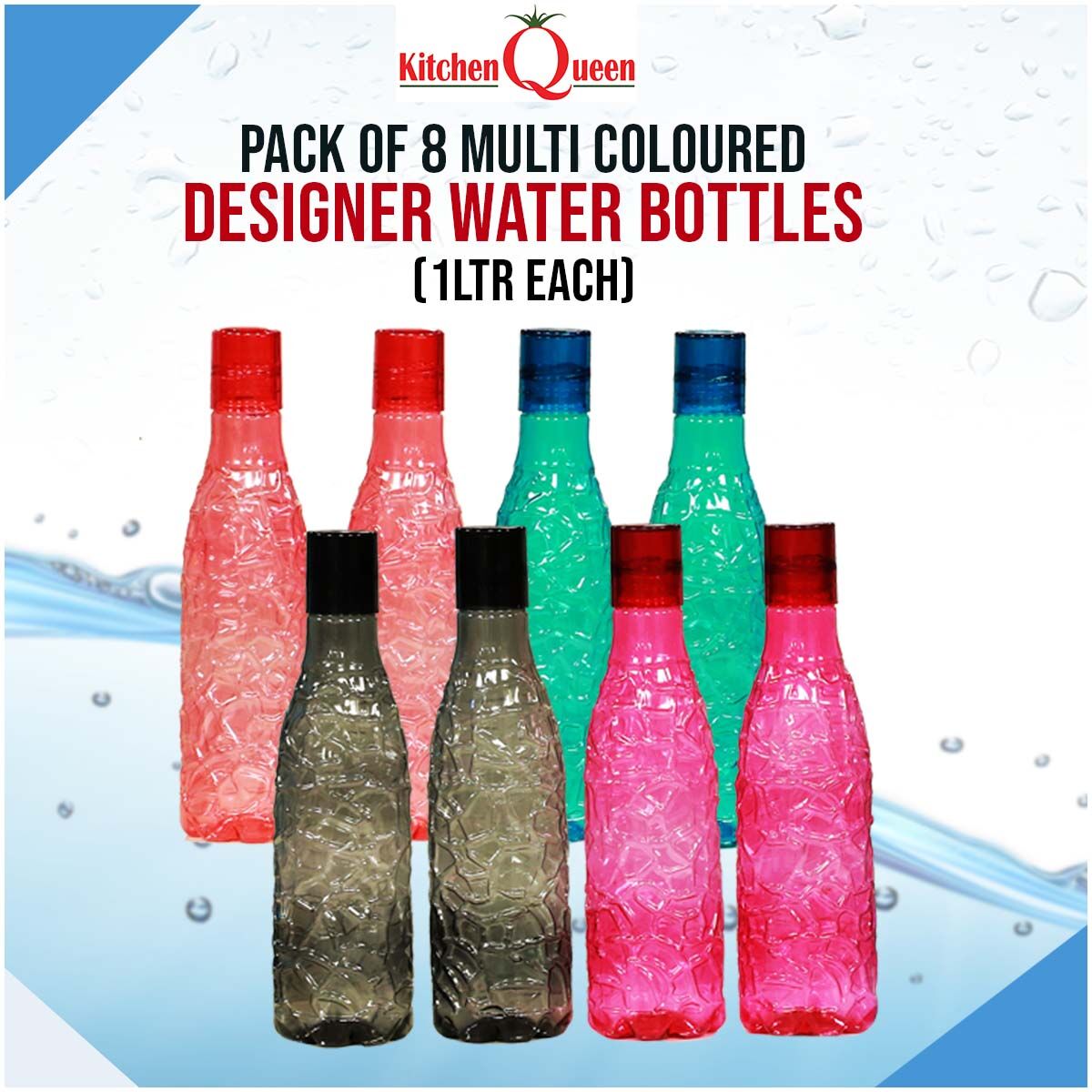 Buy Pack of 8 Multi Colored Designer Water Bottles Online at Best Price ...