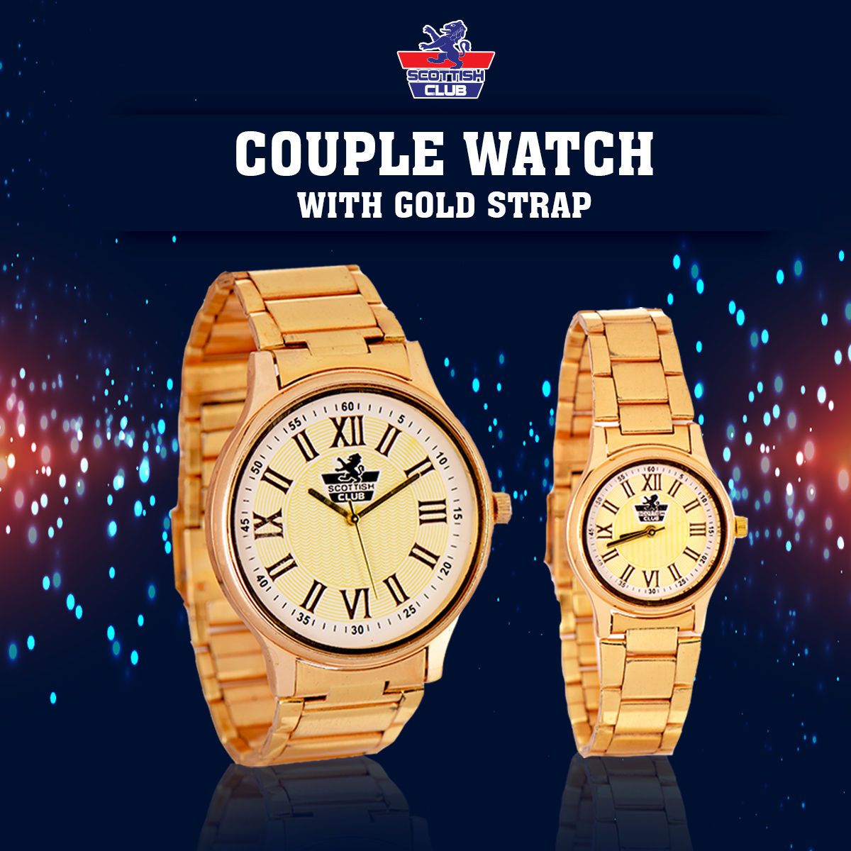 Buy Scottish Club Couple Watch with Gold Strap Online at Best Price in ...