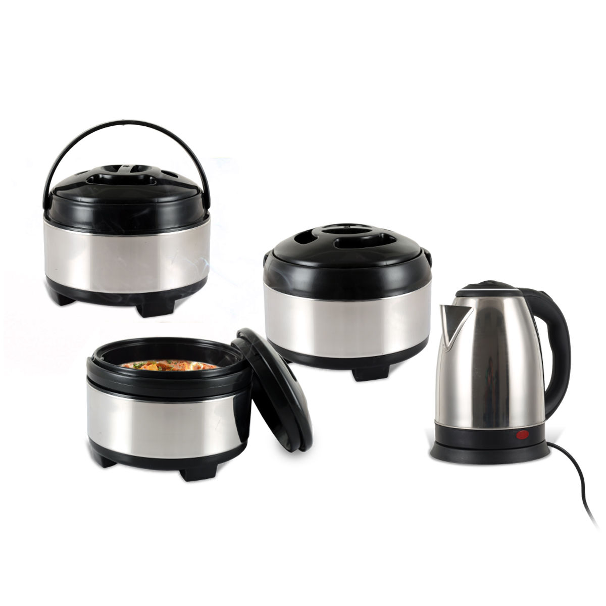 Buy Set Of 3 Stainless Steel Hot Box With Free Electric Kettle Online Buy Set Of 3 Stainless Steel Hot Box With Free Electric Kettle Online